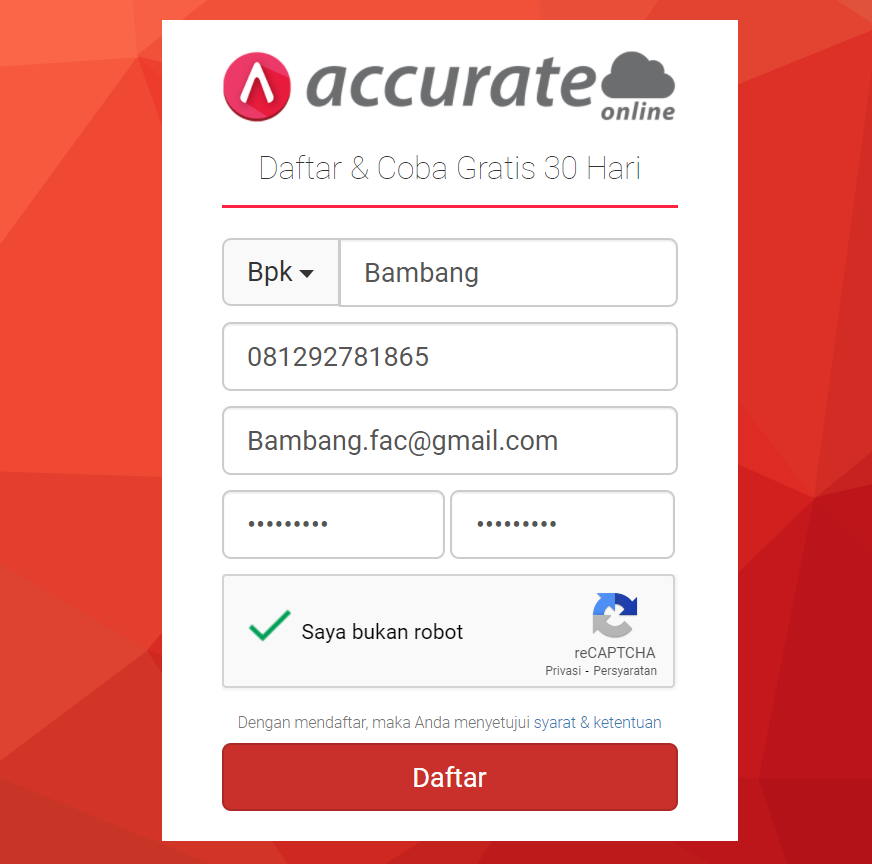 Software Akuntansi gratis : Register Akun